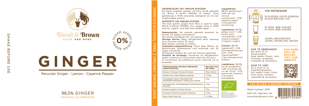 PURE ORGANIC GINGER JUICE (200ml) – The Blond & Brown Company